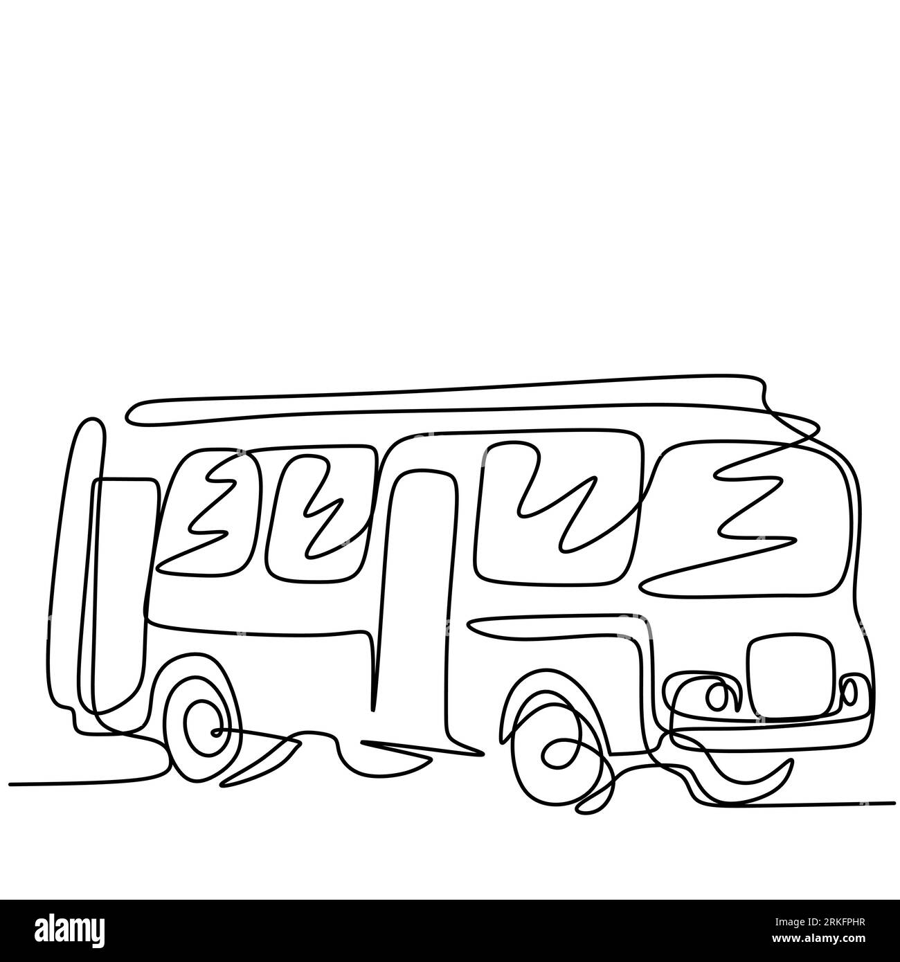 One line drawing of bus in the city. An urban public transport isolated ...