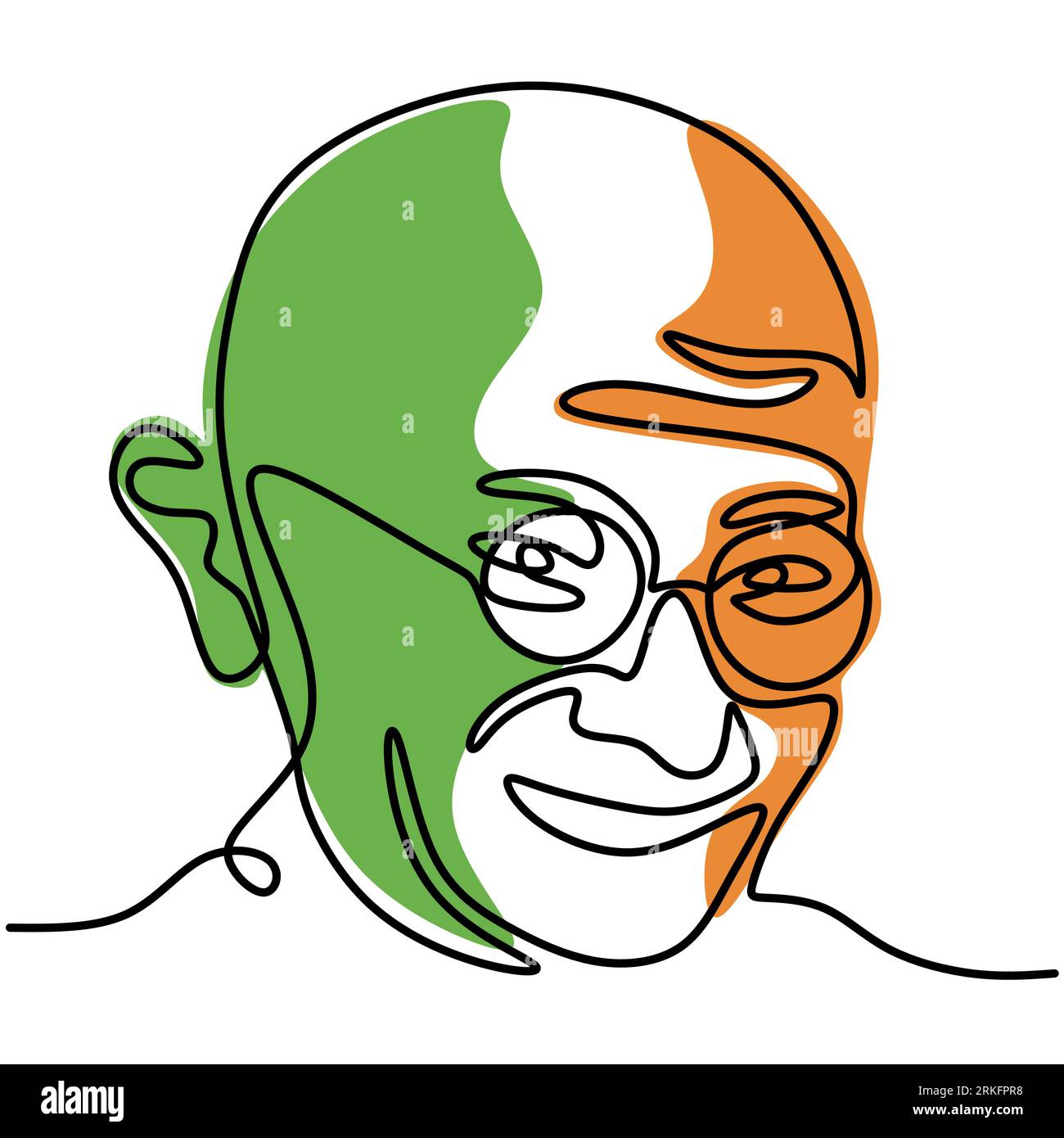 One continuous line drawing of Mahatma Gandhi of the Indian figure for ...