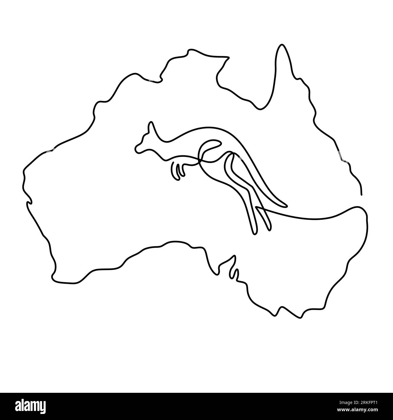 One continuous line drawing of Australia wild animals design silhouette ...