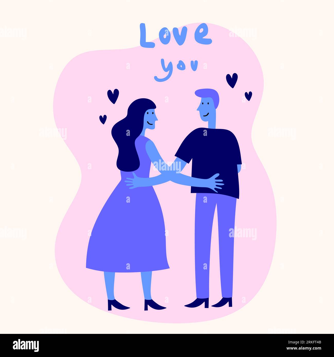 Romantic dating couples flat cartoon icons. Standing young man and ...