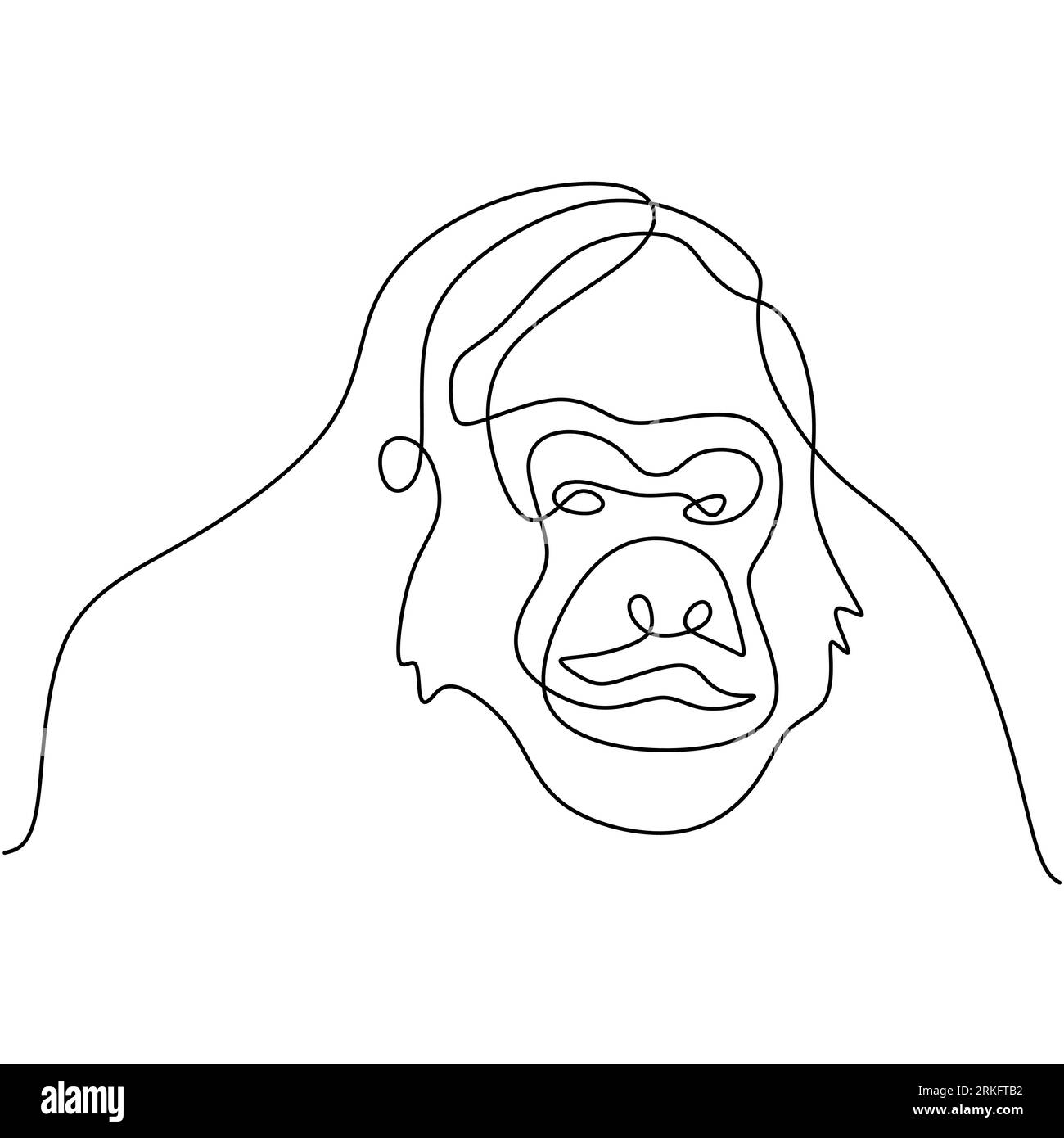 One continuous line drawing of gorilla for national park logo identity ...