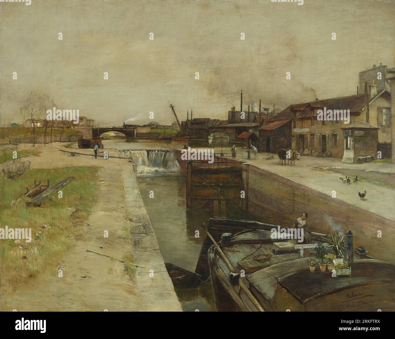 Schleuse am Kanal von St. Denis 1883 by Rudolf Ribarz Stock Photo - Alamy