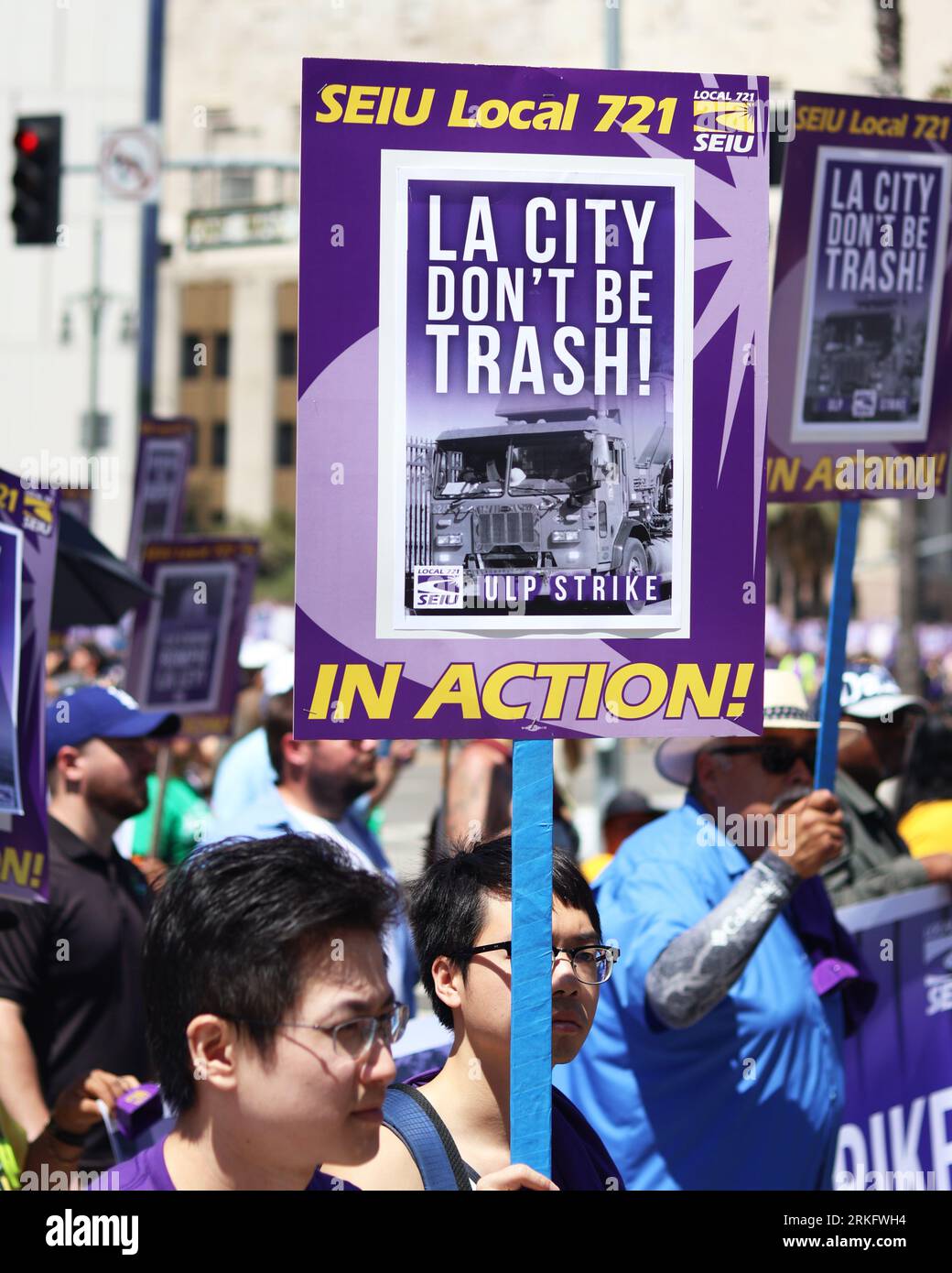LA City Union workers at the Local SEIU 721 Rally at City Hall Stock ...