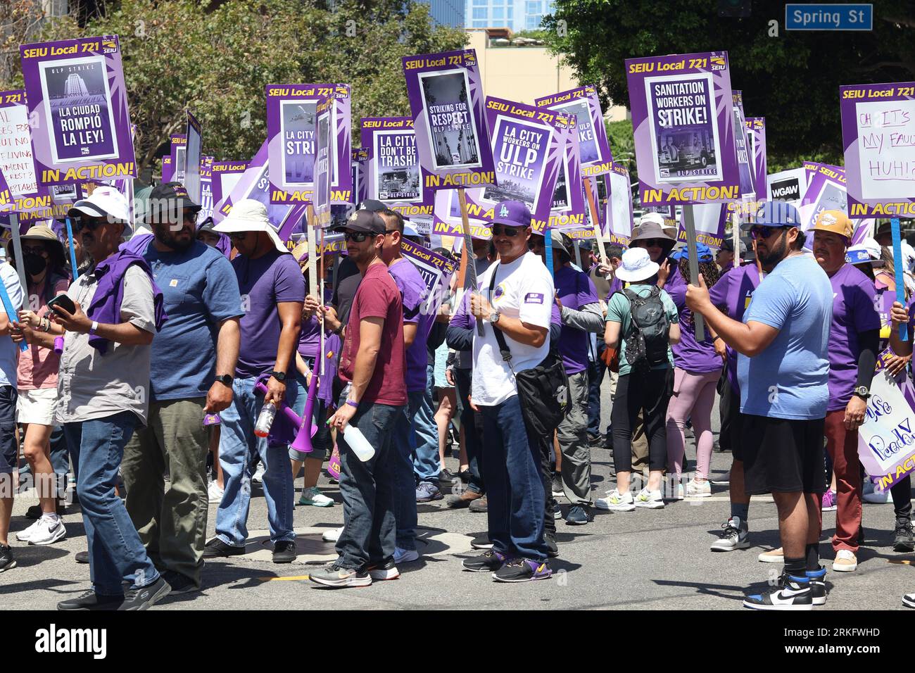 LA City Union workers at the Local SEIU 721 Rally at City Hall Stock ...