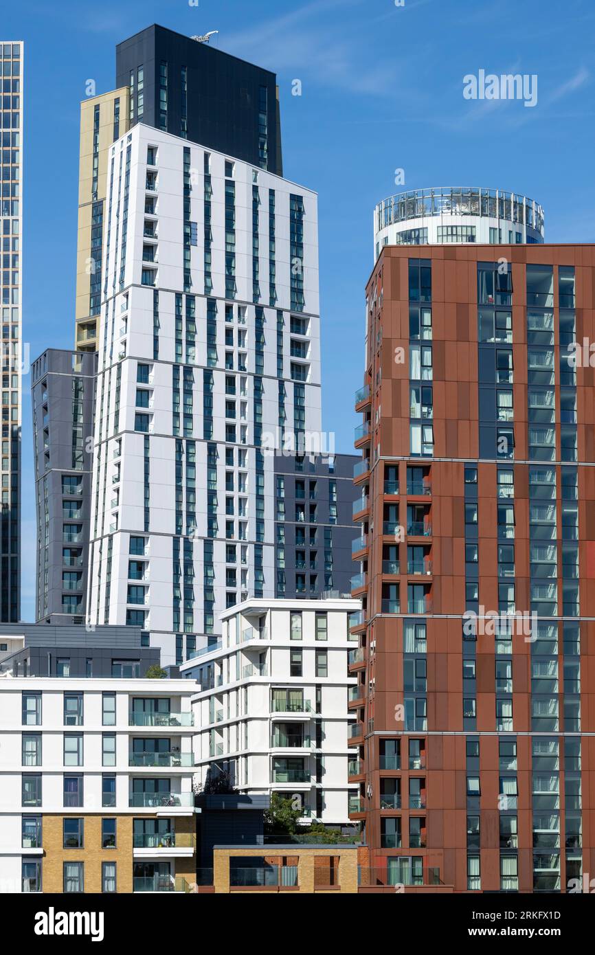 New tower blocks in the Nine Elms area of south London. The skyscrapers ...