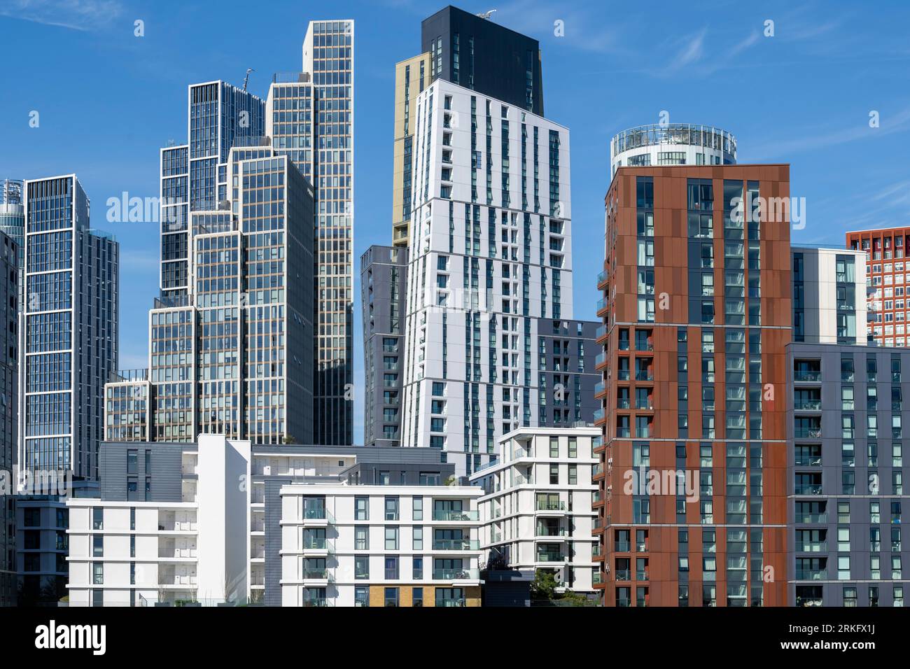 New tower blocks in the Nine Elms area of south London. The skyscrapers ...