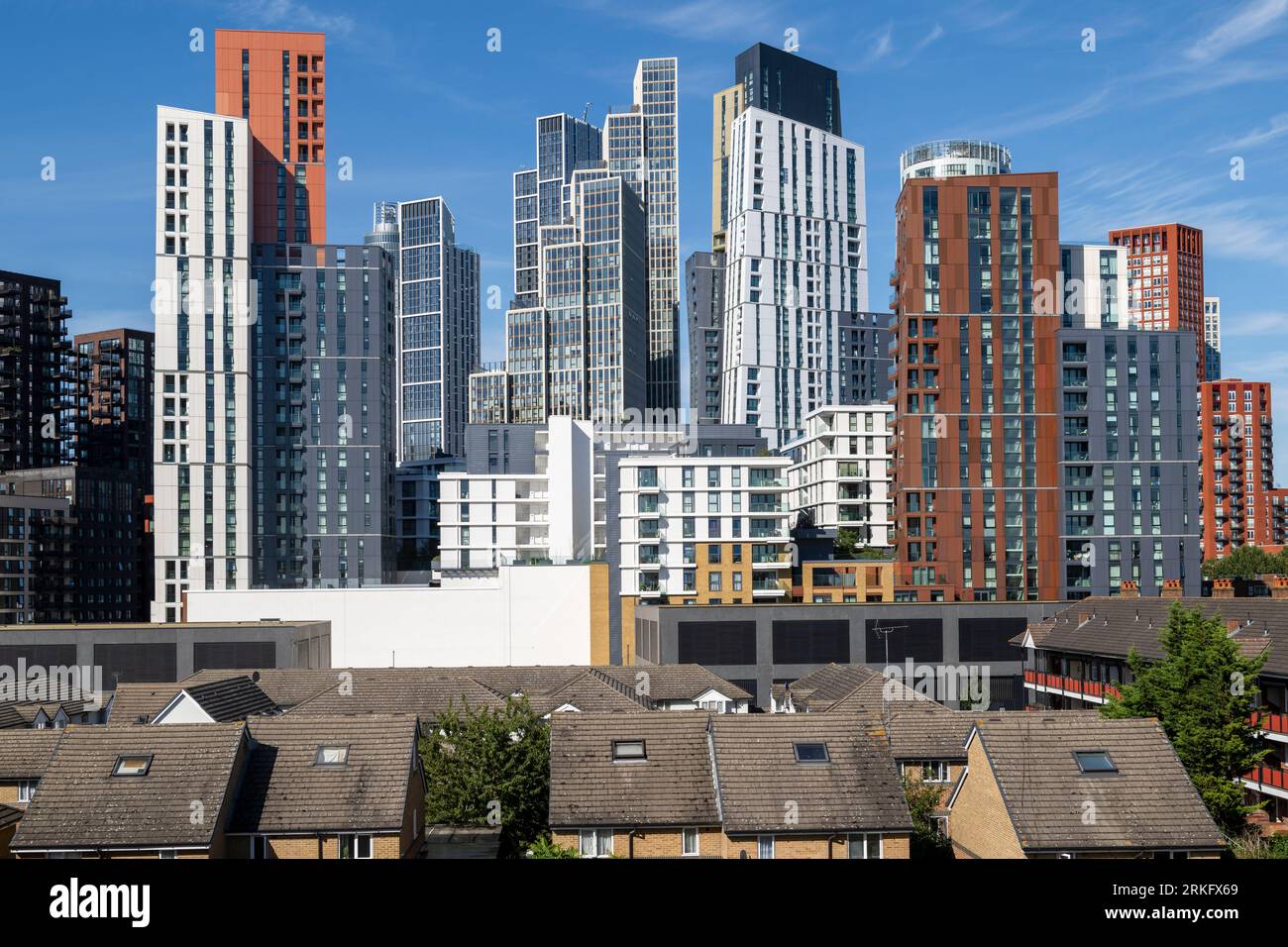 New tower blocks in the Nine Elms area of south London. The skyscrapers ...