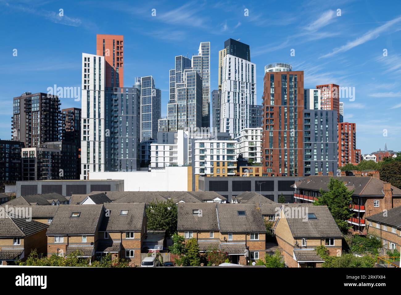 New tower blocks in the Nine Elms area of south London. The skyscrapers ...