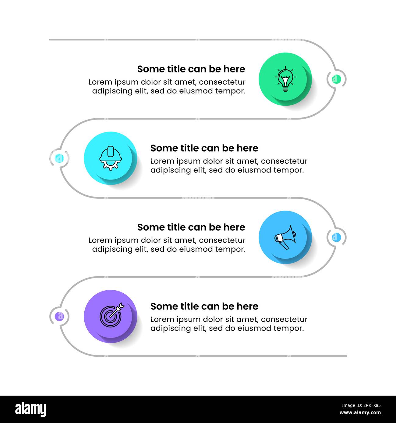 Infographic template with icons and 4 options or steps. Zigzag line ...