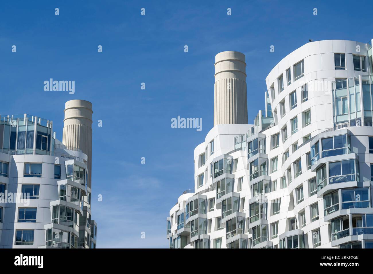 Prospect Place with the chimneys of Battersea Power Station in the ...