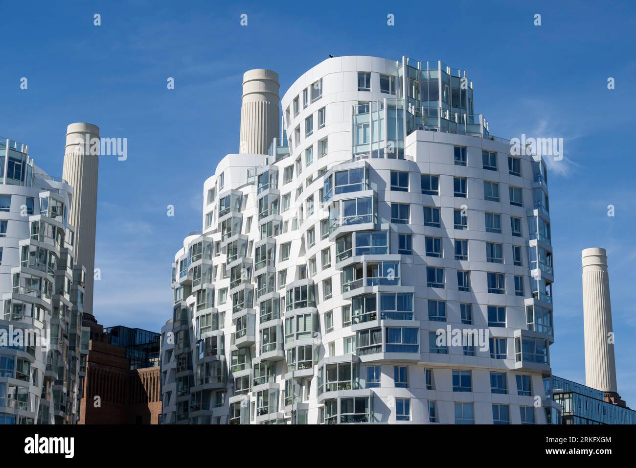 Prospect Place with the chimneys of Battersea Power Station in the ...