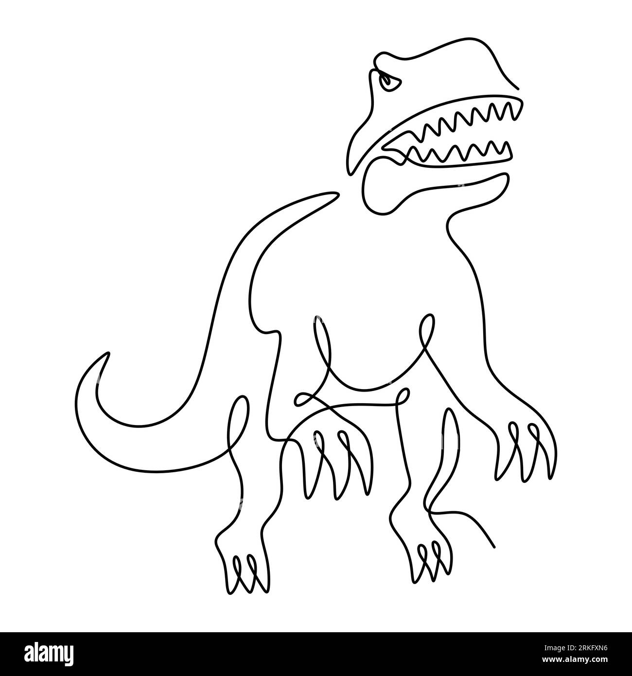 Single continuous line drawing of tyrannosaurus rex. Wild animal ...