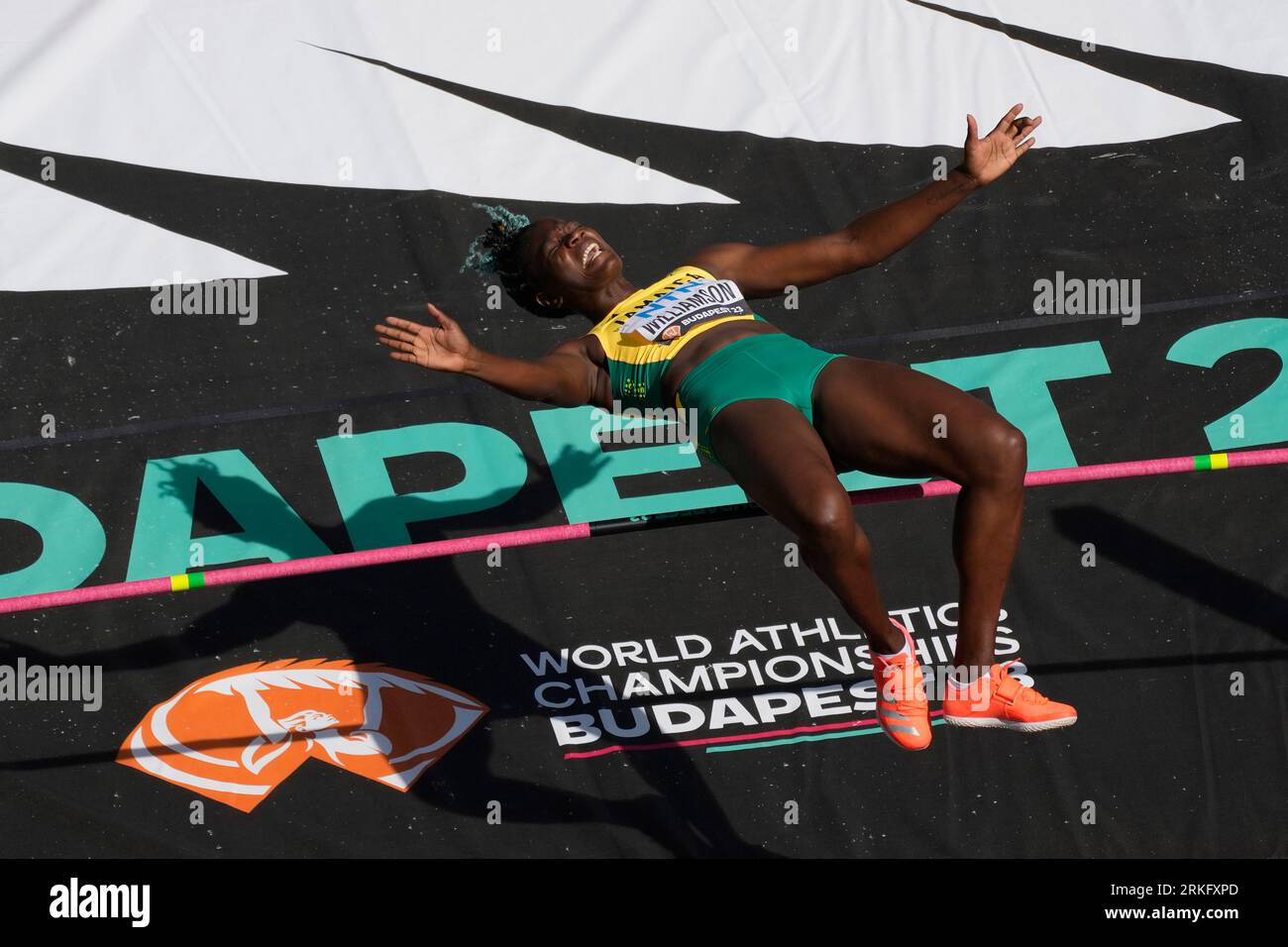 Kimberly Williamson, of Jamaica, competes in the Women's high jump ...
