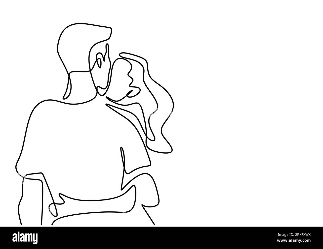 Continuous one line drawing of want to kiss each other. Young romantic ...