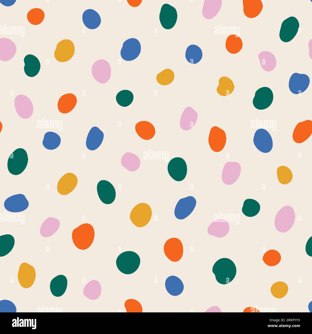 Colorful polka dots seamless pattern. Contemporary childish doodle ...