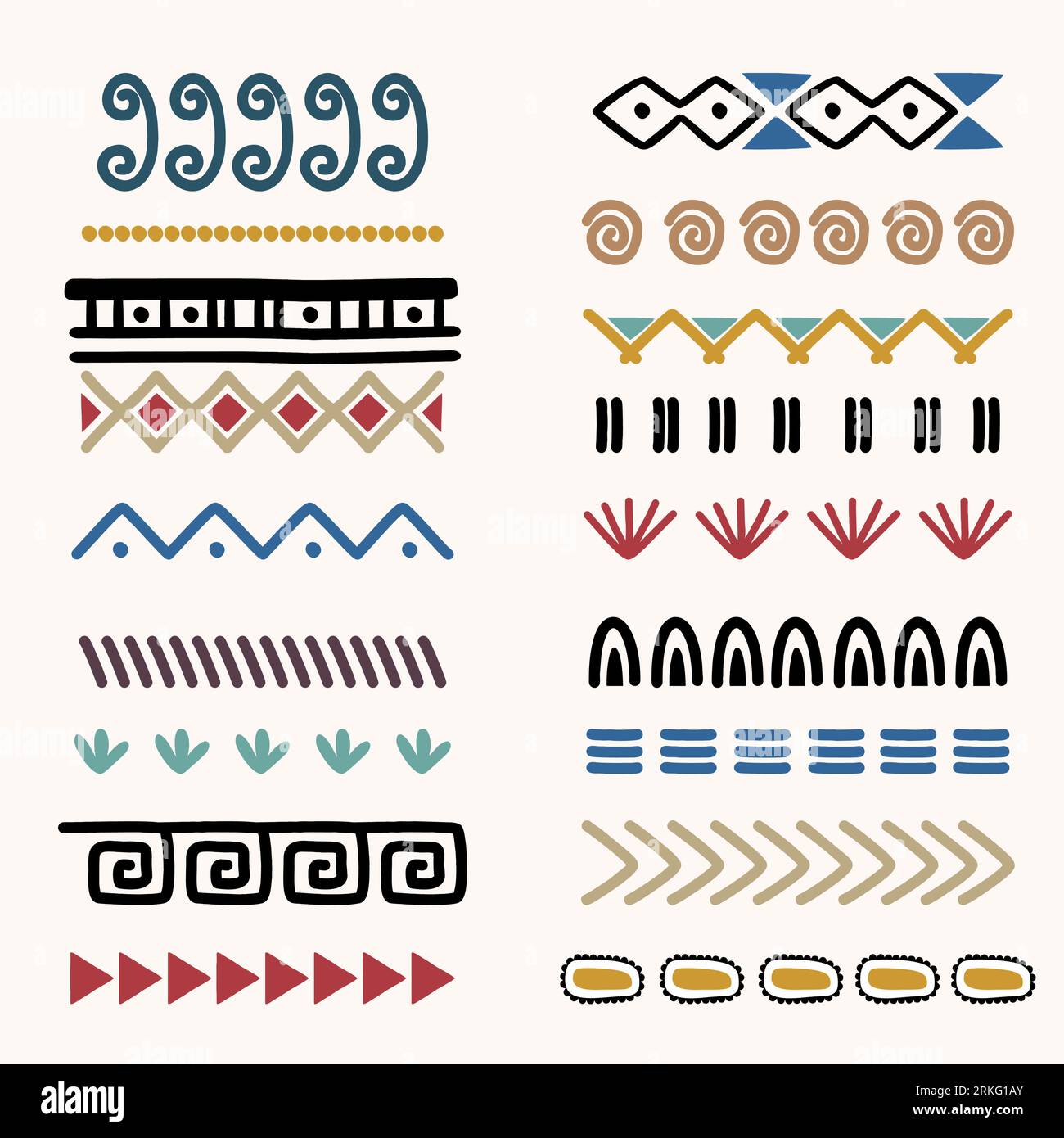 Tribal Indian collections set with round ornaments, patterns and ...