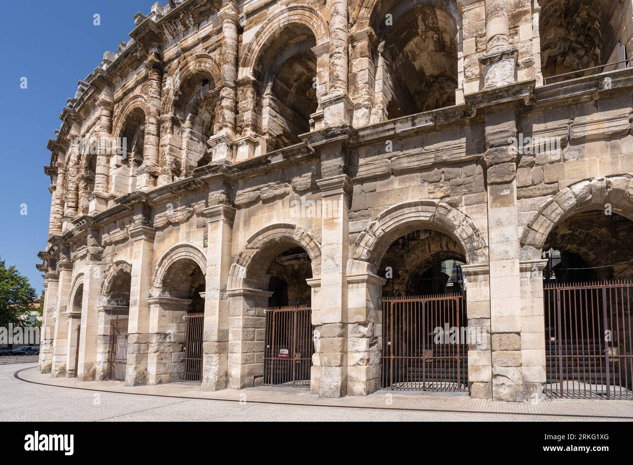 Detail view of the ancient roman arena, a landmark historic monument of ...
