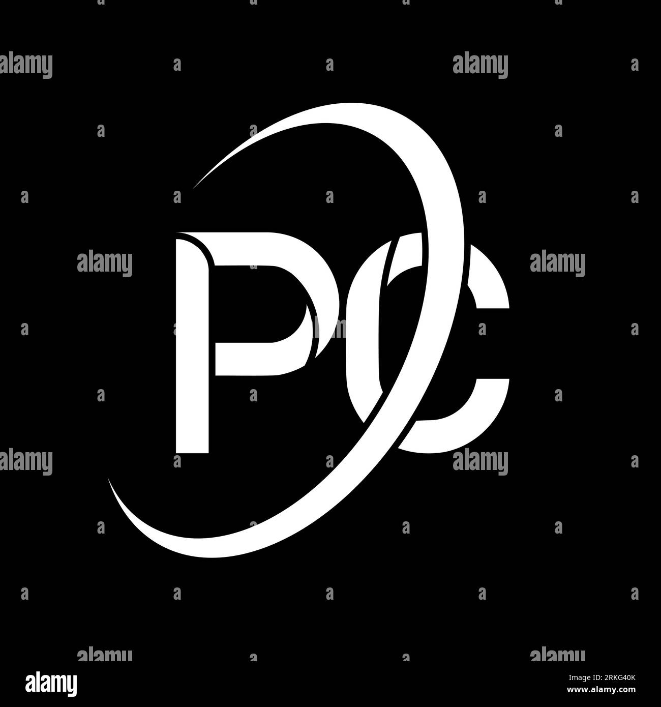 PC logo. P C design. White PC letter. PC/P C letter logo design. Initial letter PC linked circle ...