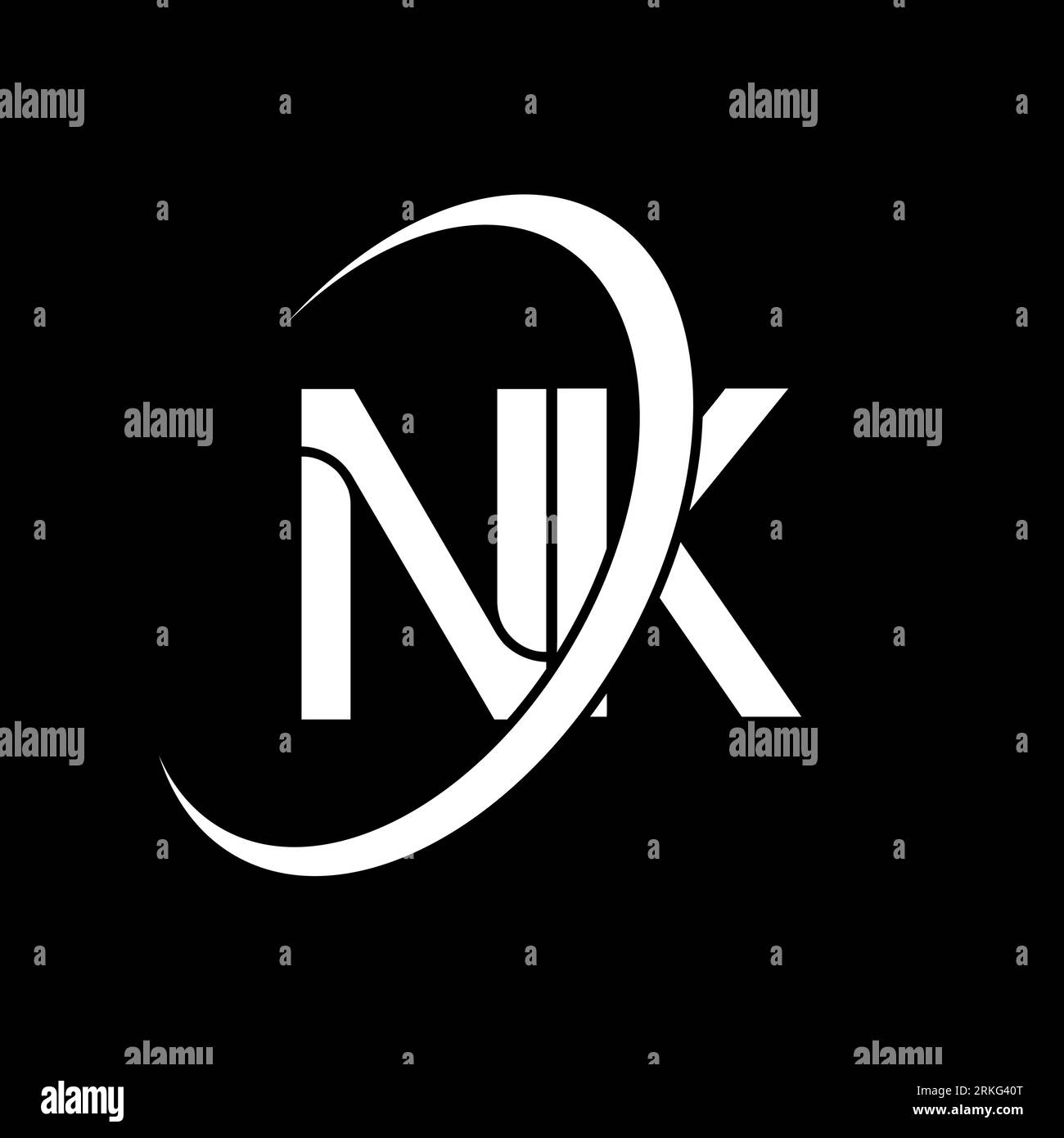 NK logo. N K design. White NK letter. NK/N K letter logo design. Initial letter NK linked circle ...
