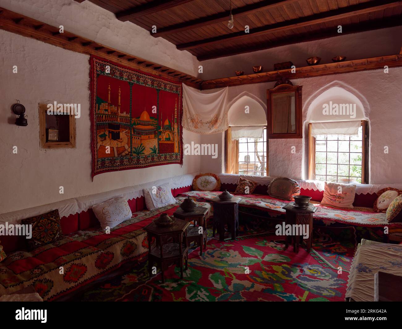 Interior of Kajtaz’s House aka Turkish House with tapestry on the wall ...