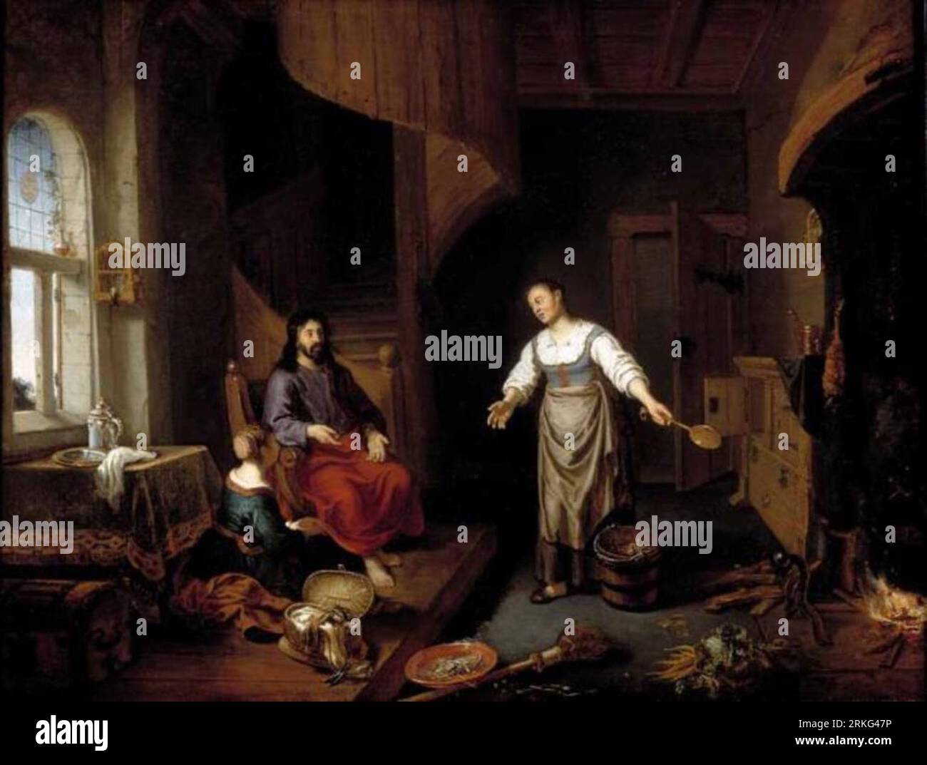 Jezus in the house of Maria and Martha 1643 by Johannes Spilberg Stock ...