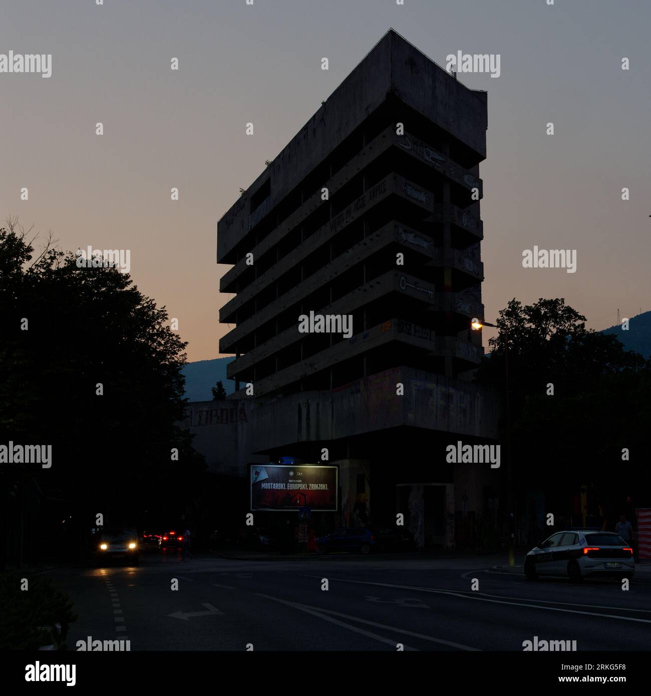 Abandoned derelict multi storey building known as the Sniper Tower ...