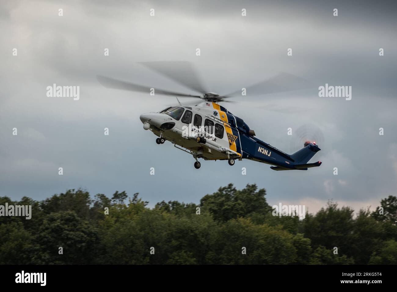 The New Jersey State Police helicopter landing at an airport in ...