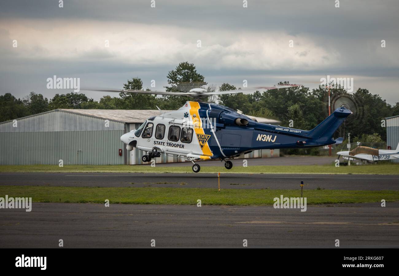 The New Jersey State Police helicopter landing at an airport in ...
