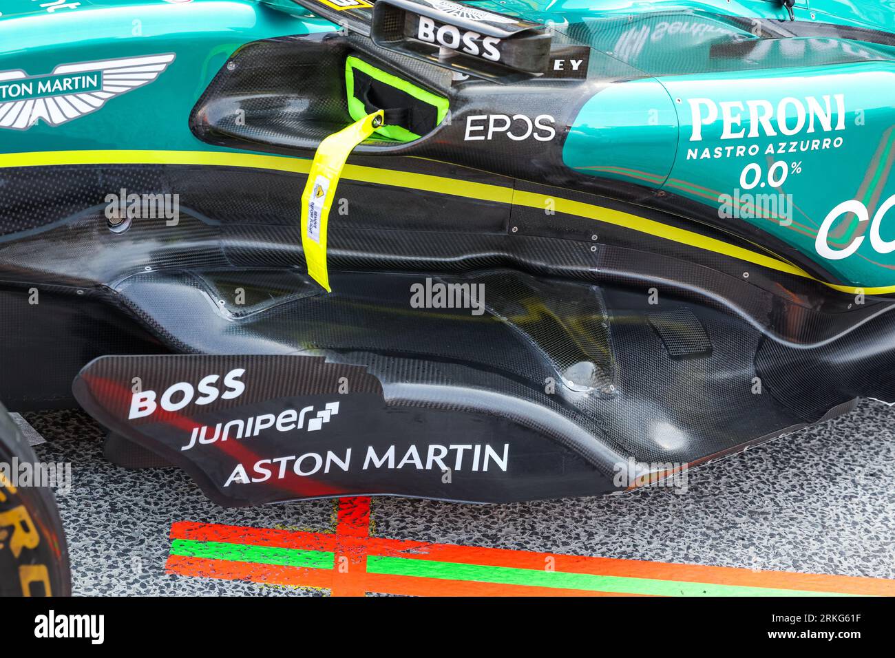 Aston Martin F1 Team AMR23, mechanical detail of the floor, air inlet ...