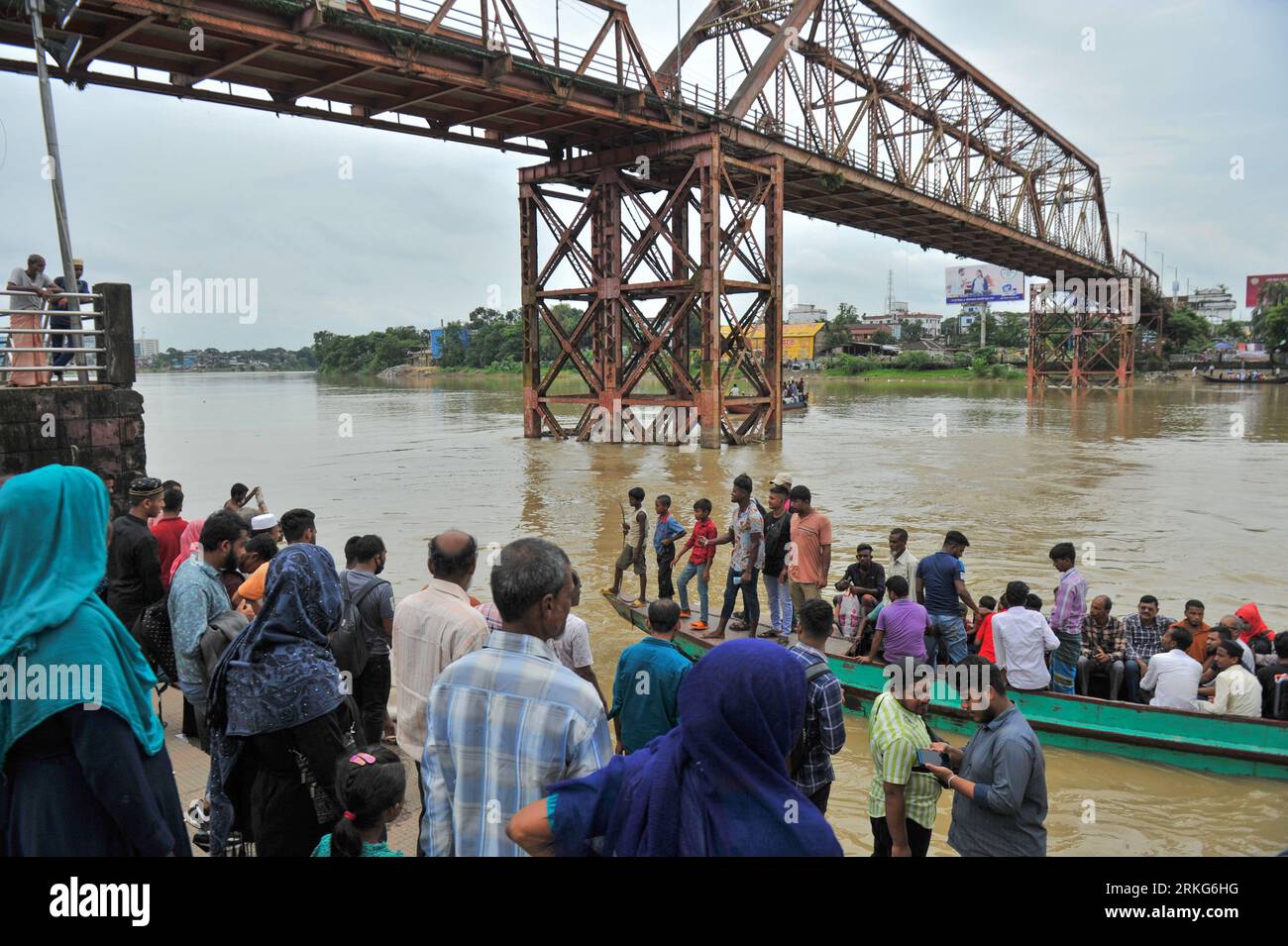 The traditional Sylhet's historic 'Keane Bridge over the Surma River in ...