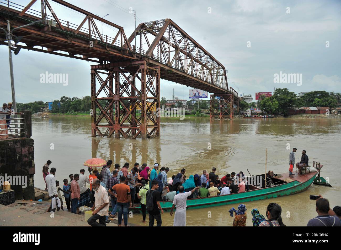 The traditional Sylhet's historic 'Keane Bridge over the Surma River in ...