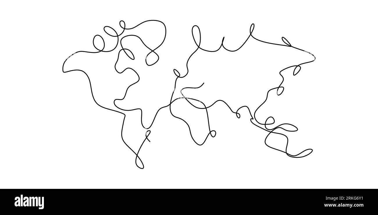 Continuous one line drawing of a world map. Business concept. Earth ...