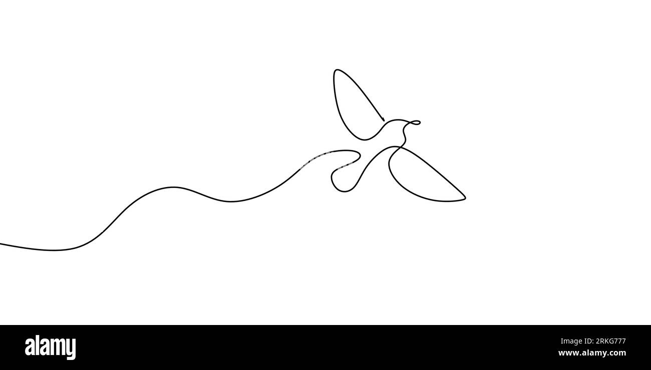 Flying bird continuous line drawing element isolated on white ...