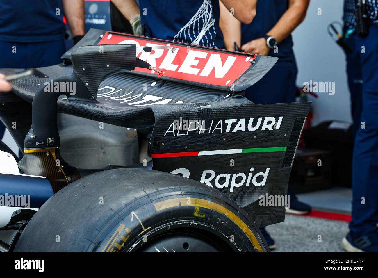 Scuderia AlphaTauri AT04, mechanical detail of the rear wing and ...