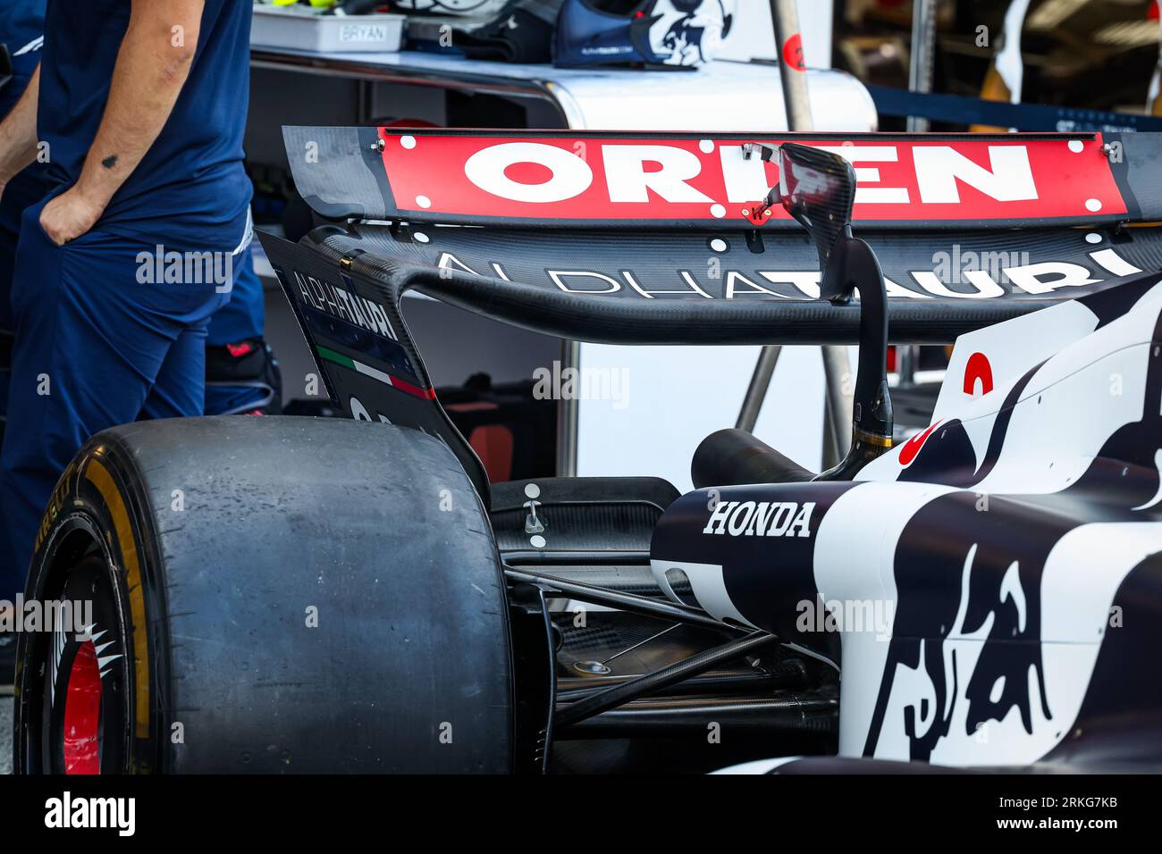 Scuderia AlphaTauri AT04, mechanical detail of the rear wing and ...
