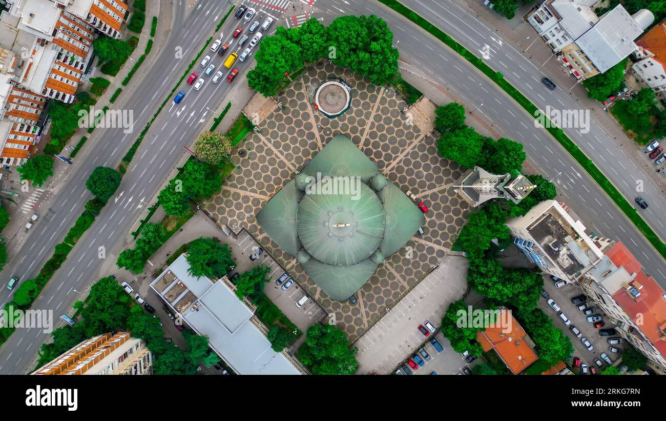 An aerial view of the magnificent Cathedral of Saint Clement of Ohrid ...