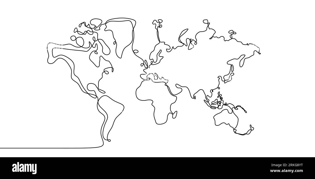 Continuous line drawing of globes earth. Globe similar world map ...