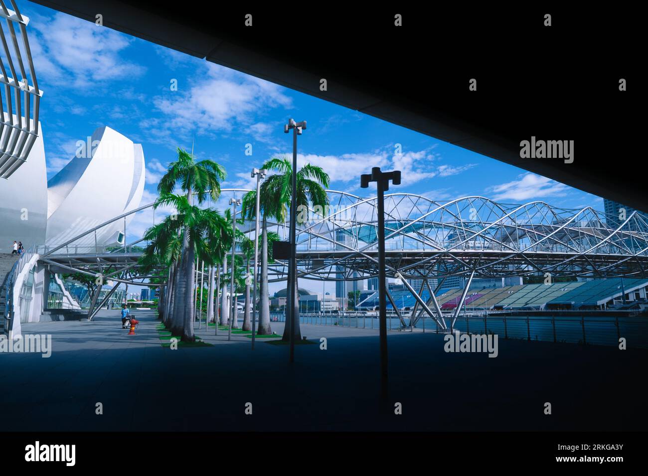 Under bridge view Panoramic image of singapore ArtScience Museum Stock ...