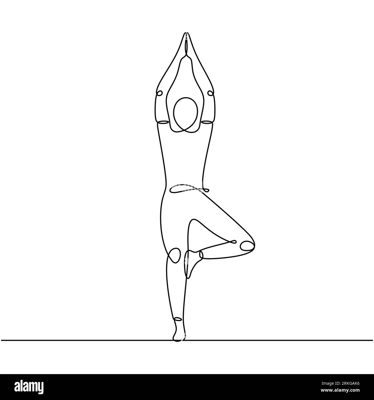 continuous line drawing of man standing in yoga pose with arms above ... continuous line drawing of man standing in yoga pose with arms above ...