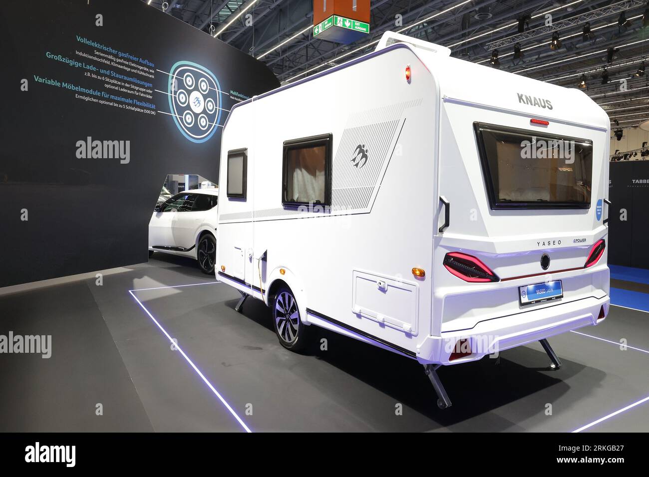 Duesseldorf, Germany. 25th Aug, 2023. A Knaus Yaseo caravan, built for ...