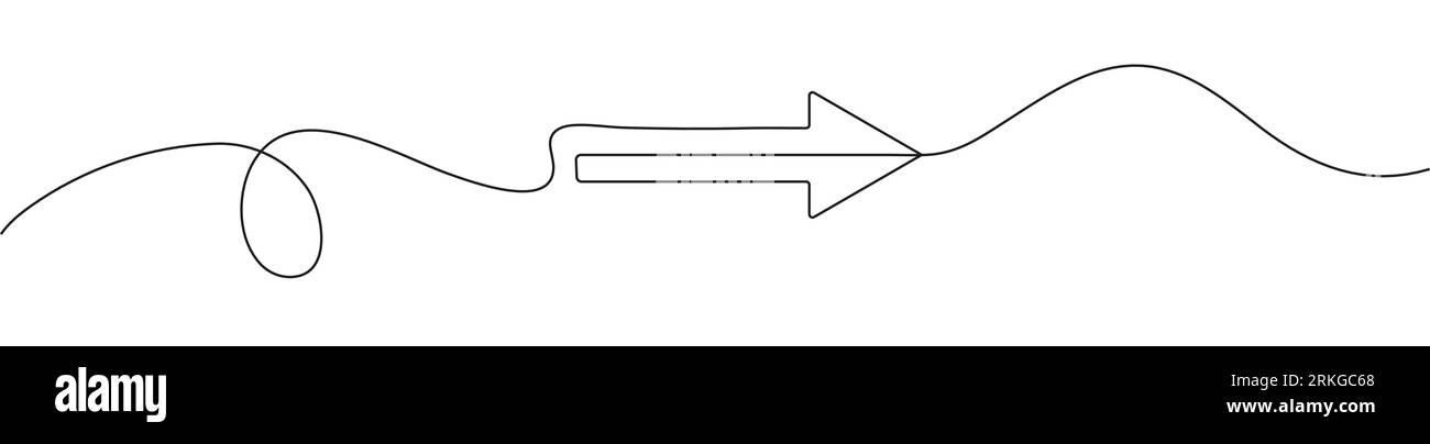 Arrow continuous line drawing icon vector. Black scribble directions ...
