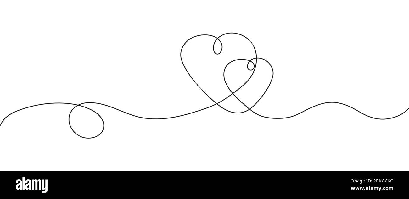 Hearts continuous line vector. One continuous line art drawing for ...