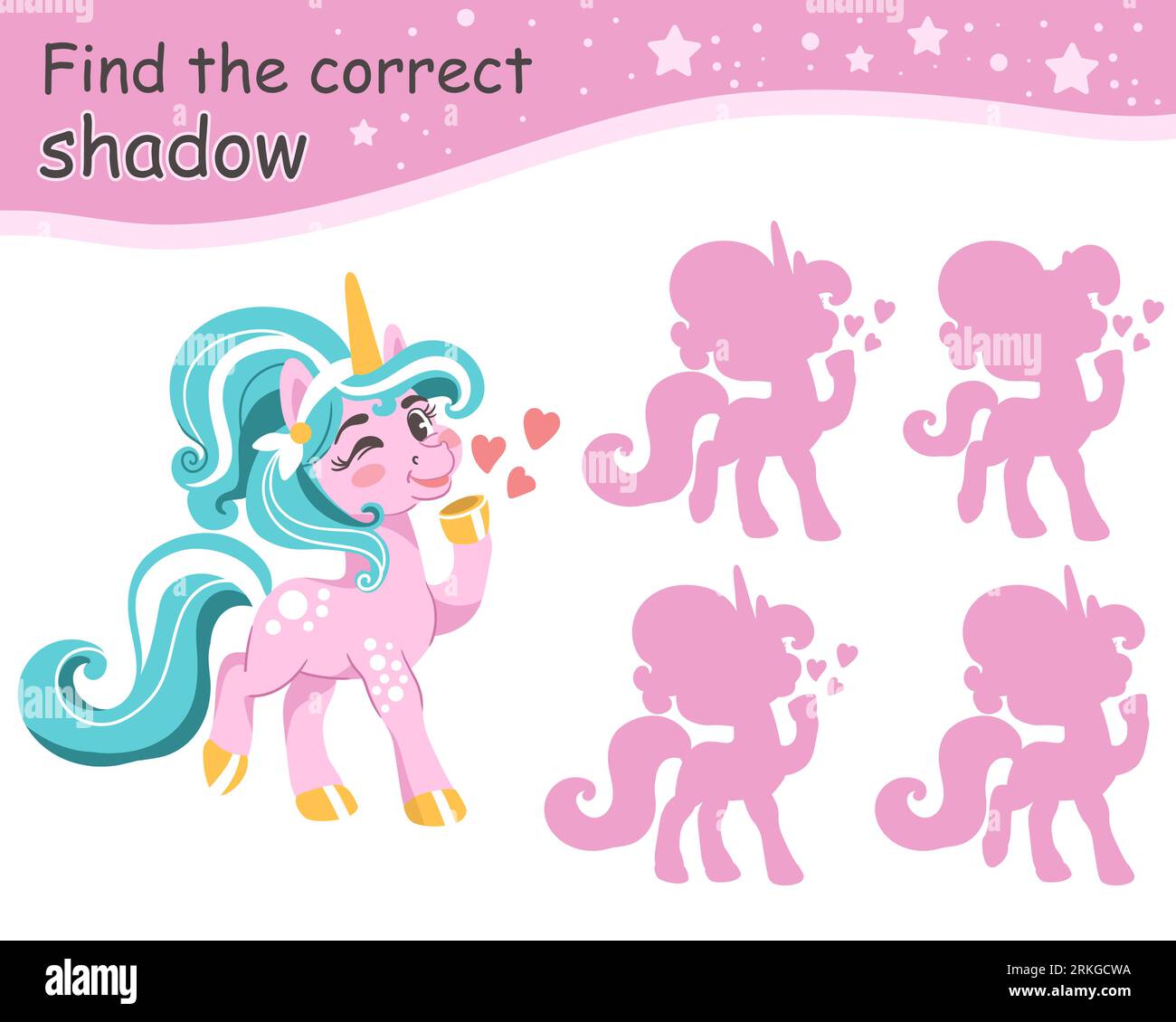 Find correct shadow unicorn sends a kiss vector Stock Vector Image ...