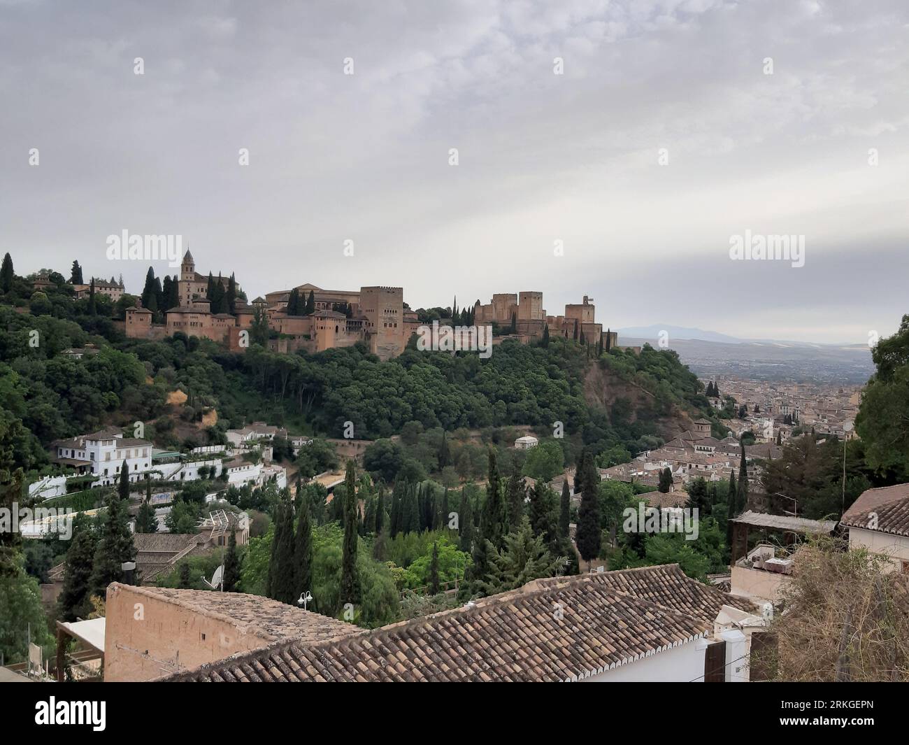 An aerial view of the Alhambra historic monument and palace in Granada ...