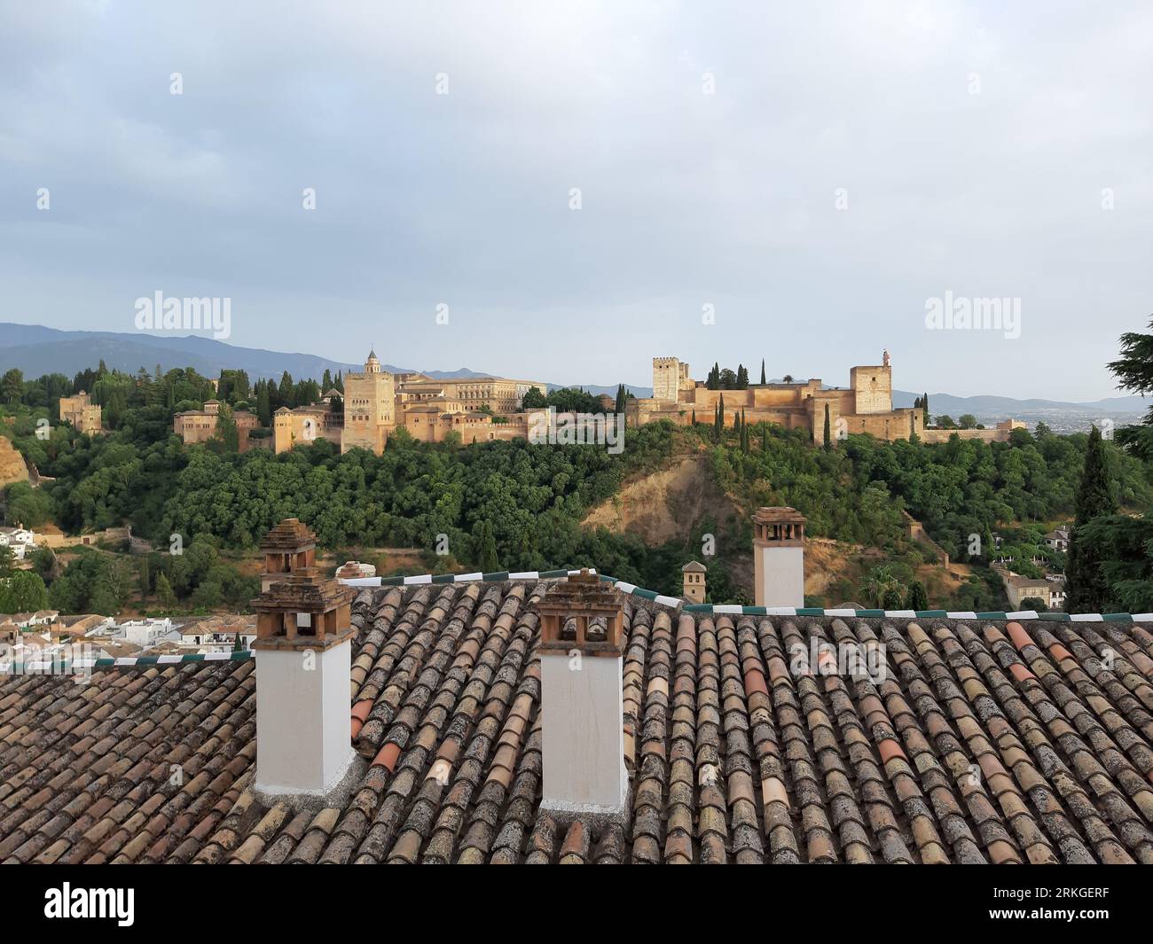 An aerial view of the Alhambra historic monument and palace in Granada ...