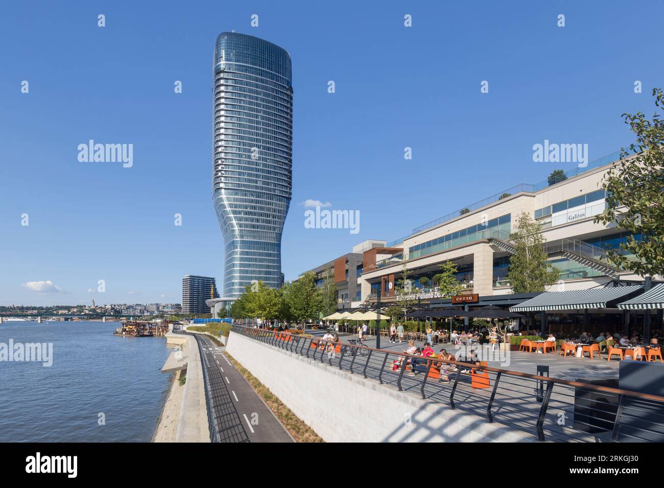 Belgrade, Serbia - 2023-08-11: Promenade outside Belgrade front ...