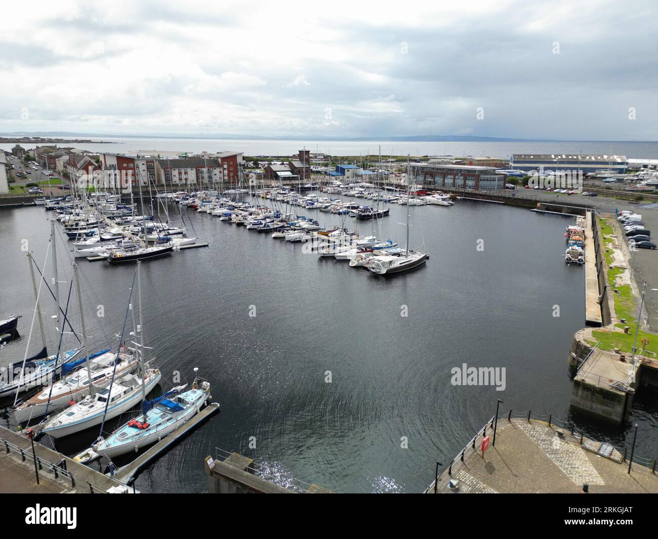 A stunning aerial view of Ardrossan marina, showing a vast array of ...