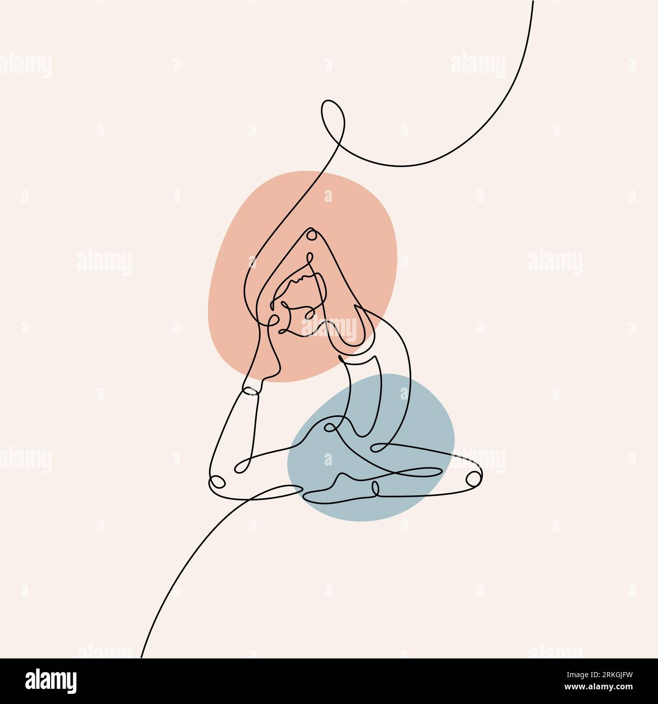 continuous line drawing of women fitness yoga concept. Woman doing yoga ...