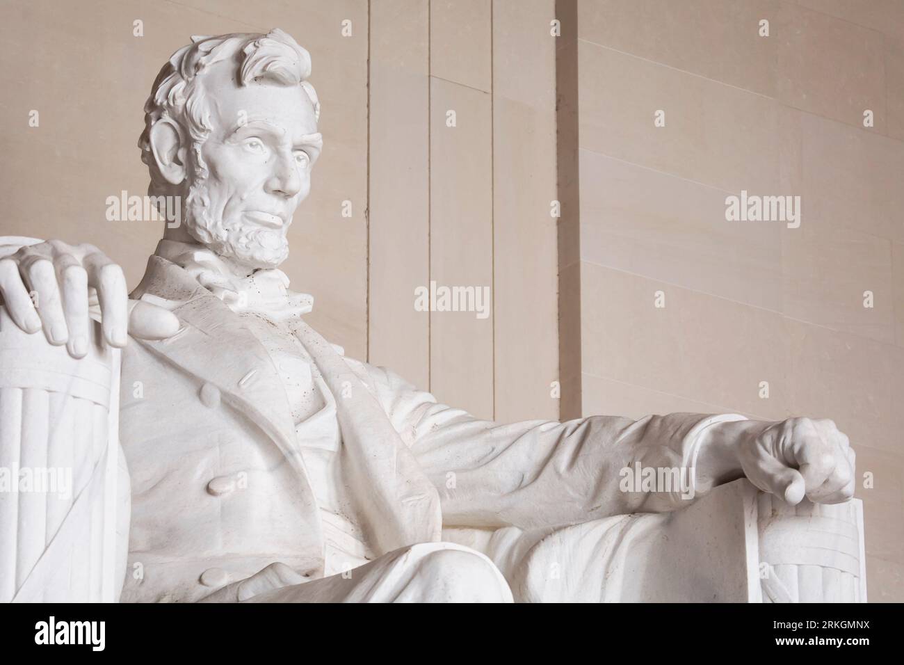 Detail of the statue of Abraham Lincoln, marble statue in Lincoln ...