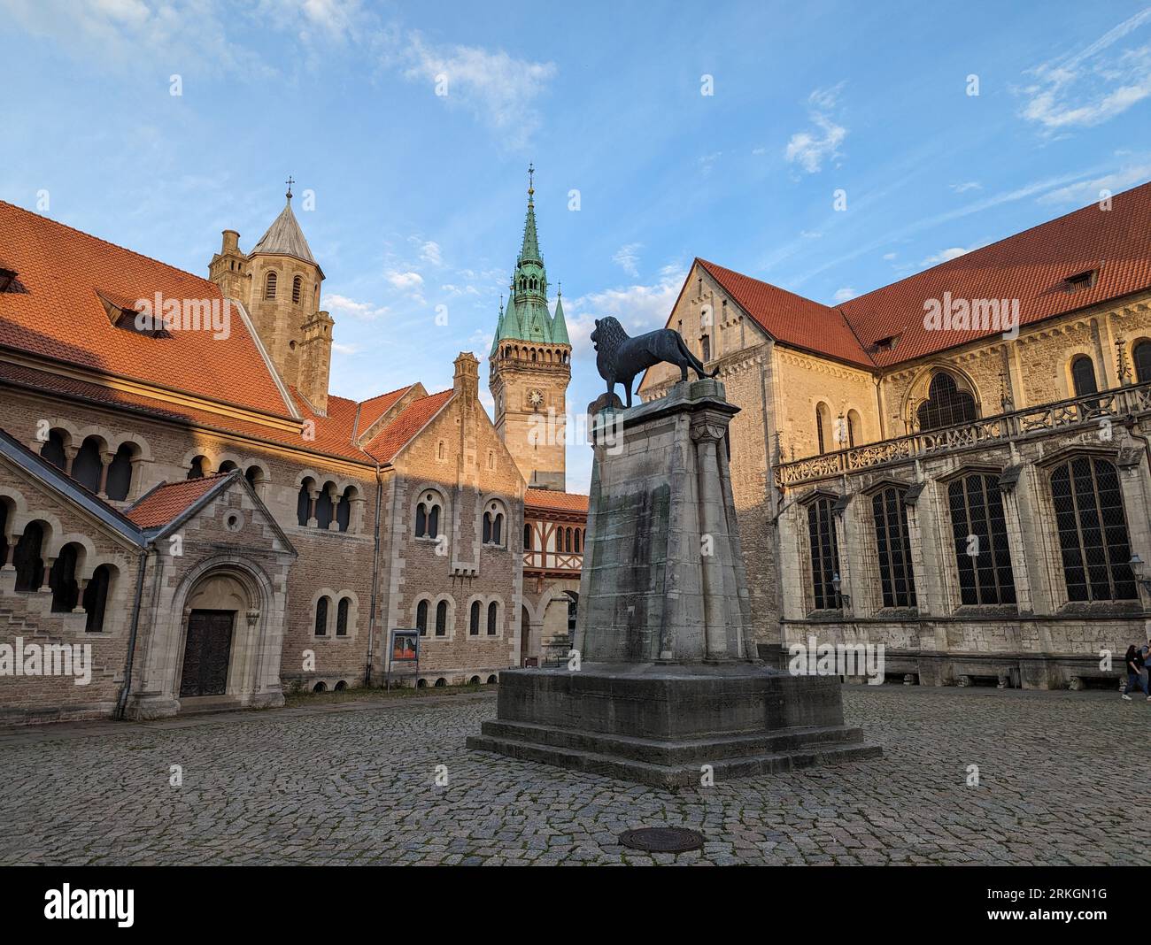 A scenic view of the Burgplatz square in Braunschweig, Germany with the ...